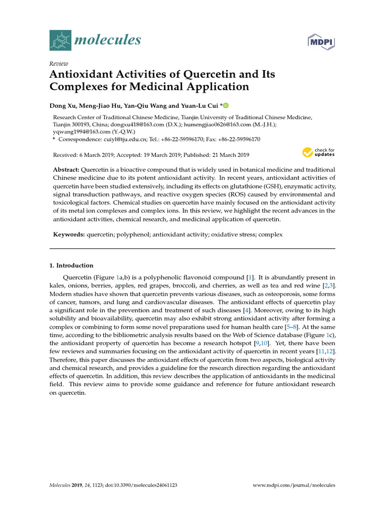 Molecules 24 01123 | PDF | Reactive Oxygen Species | Glutathione