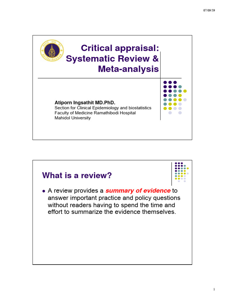 Systematic Review and Meta-Analysis Guide | PDF | Meta Analysis | Systematic Review
