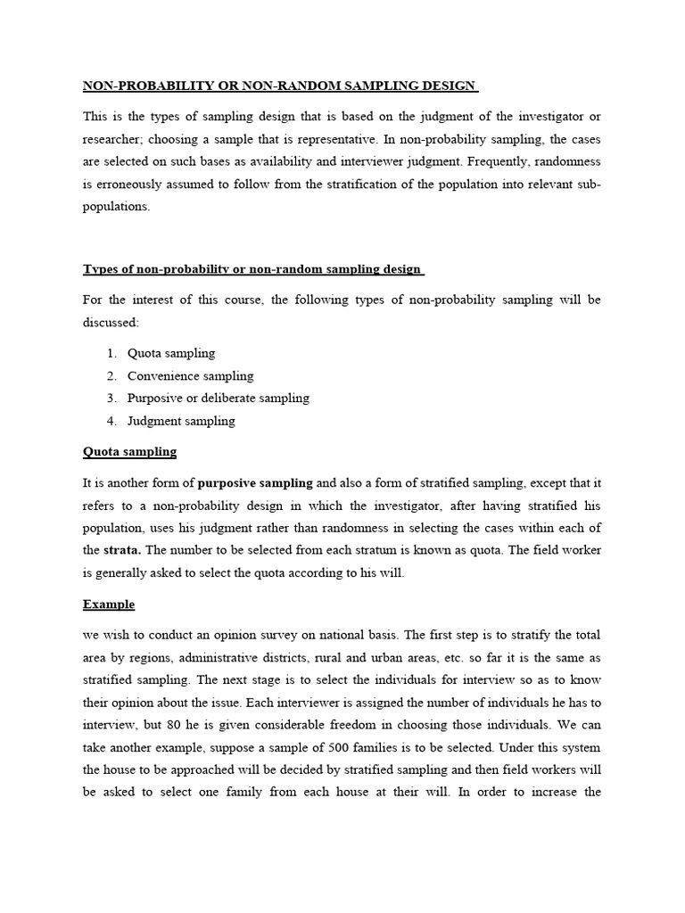 NONPROBABILITY SAMPLING | Download Free PDF | Sampling (Statistics) | Stratified Sampling