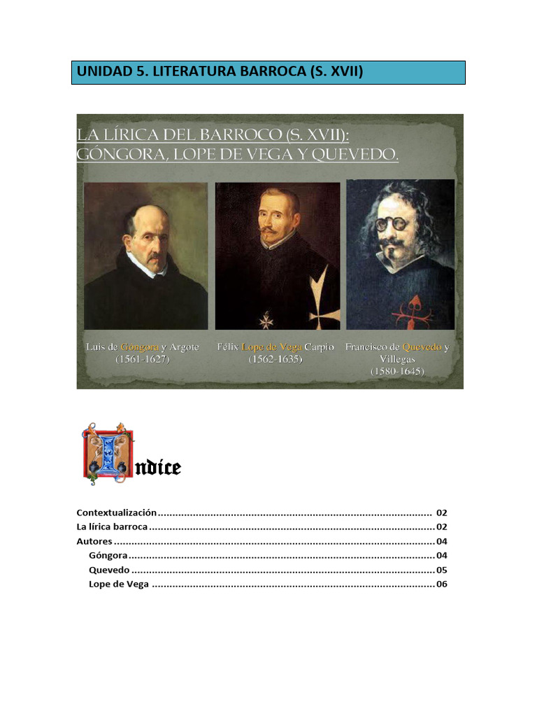 3º ESO - Literatura barroca - lírica | PDF | Poesía | Barroco