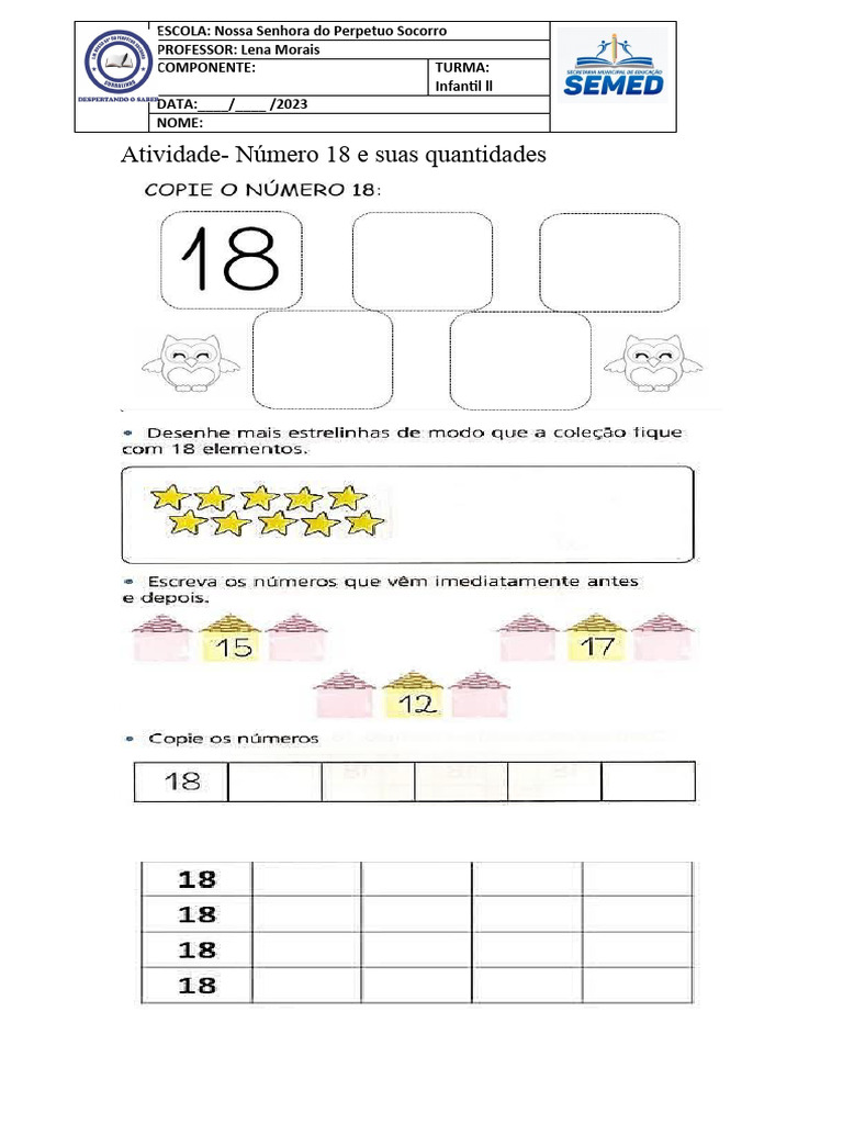 atividade infantil ll- numero 18 | PDF