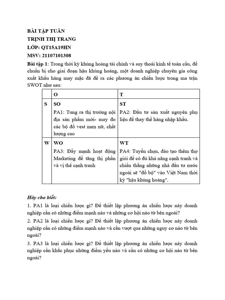 Bài tập 1 TRỊNH THỊ TRANG1 | PDF