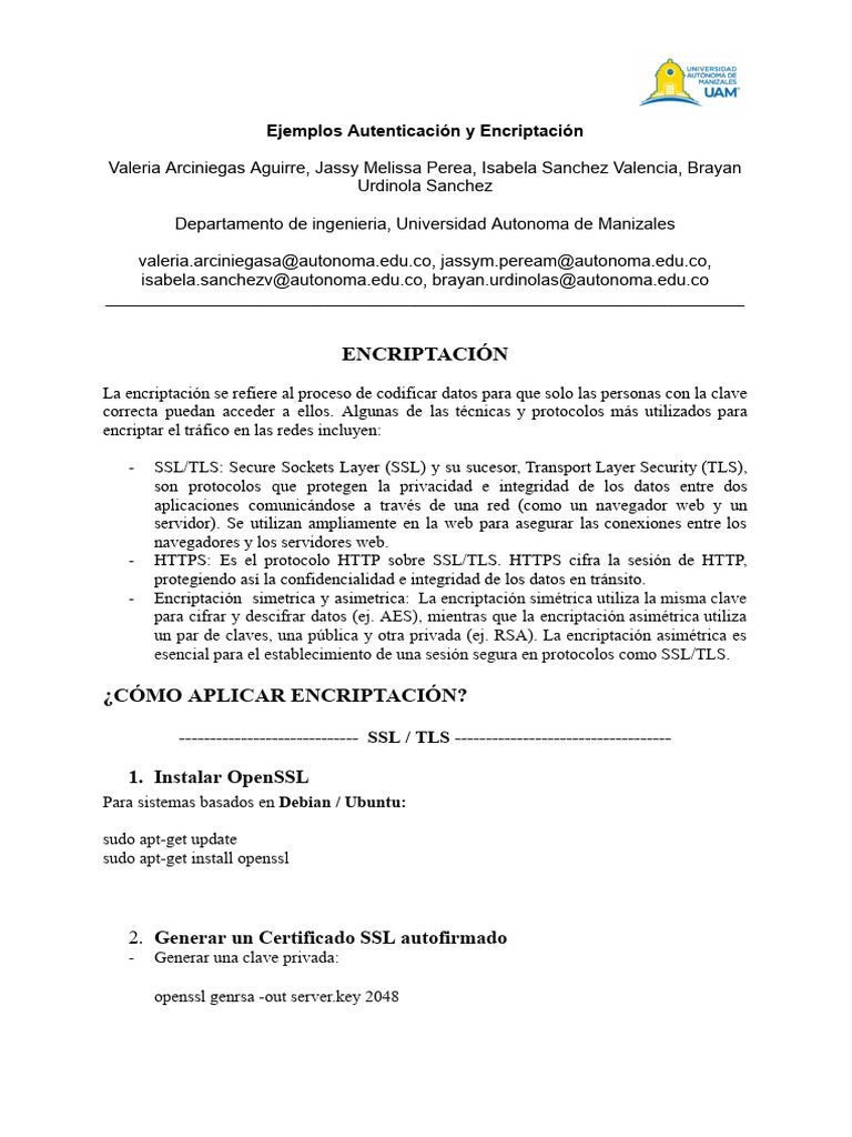 Encriptación Autentificación - EJEMPLOS | PDF | Transport Layer Security | Cifrado