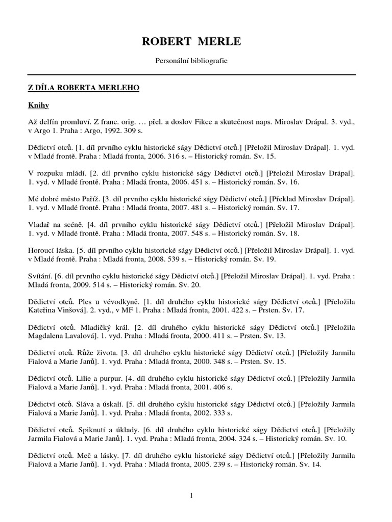 Bibliografie R Merle | PDF