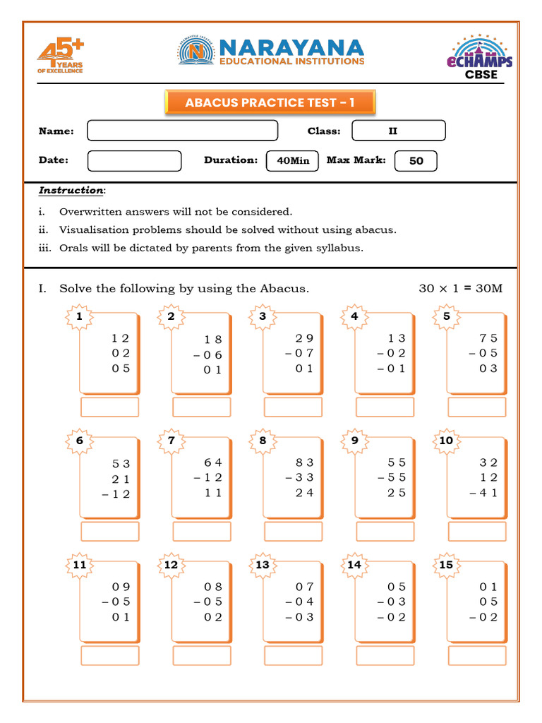 Abacus Test-Ii Class-2 Practice Test-1 - 20240301 - 101350 | PDF