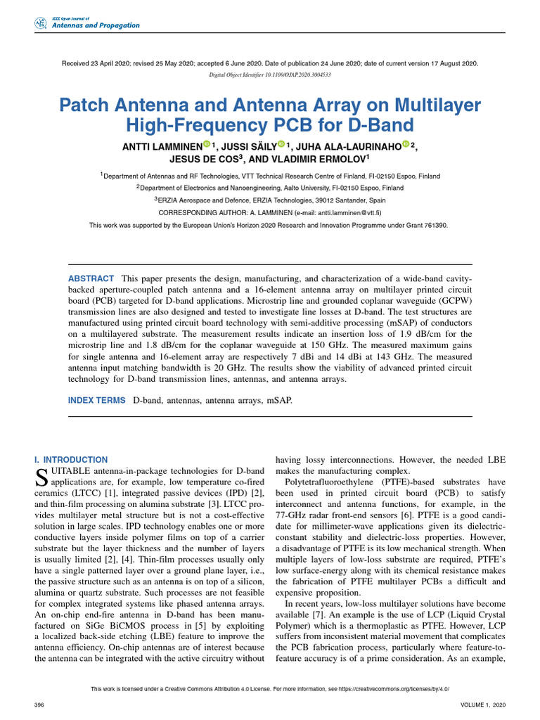 D-Band PCB Patch Antenna Array Design | PDF | Antenna (Radio) | Printed ...