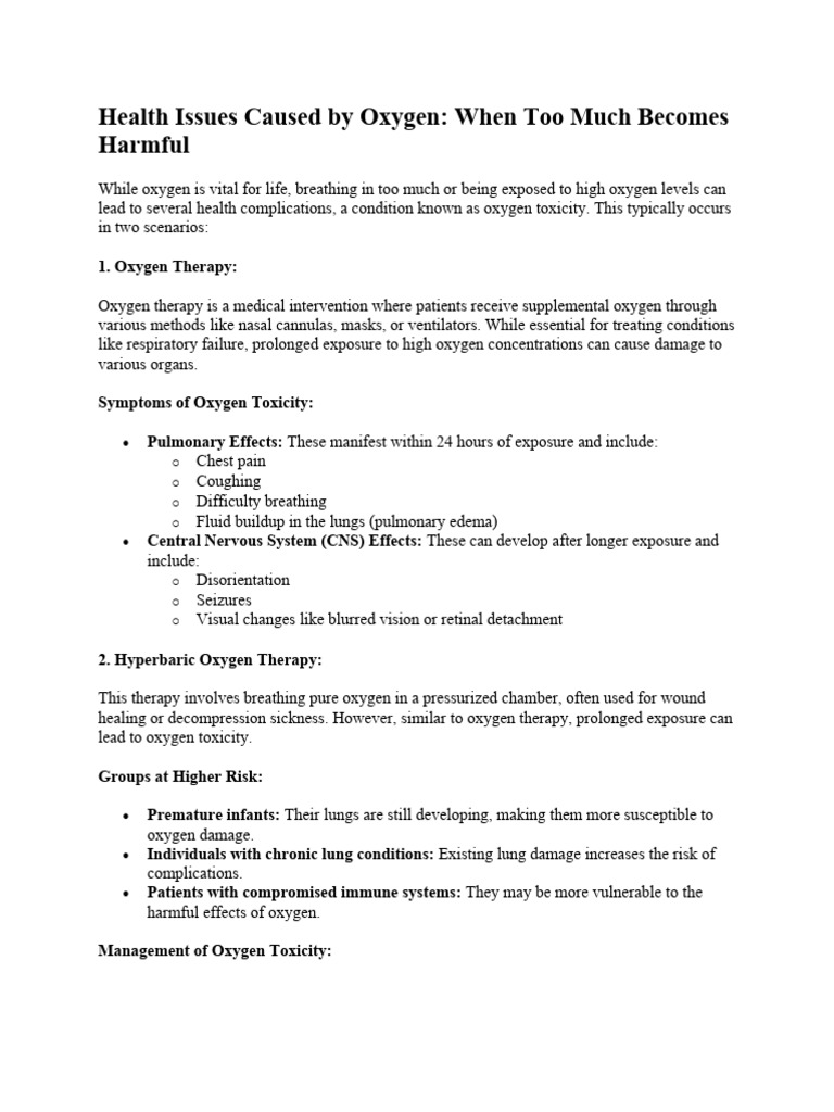 Beyond Toxicity Oxygen Deficiency | PDF | Medical Specialties ...