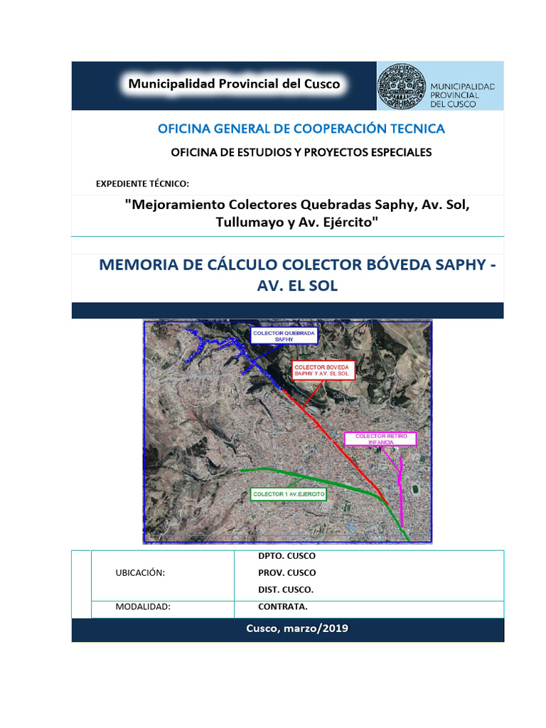 Diseño Hidráulico Colector Saphy Cusco | PDF | Alcantarillado ...