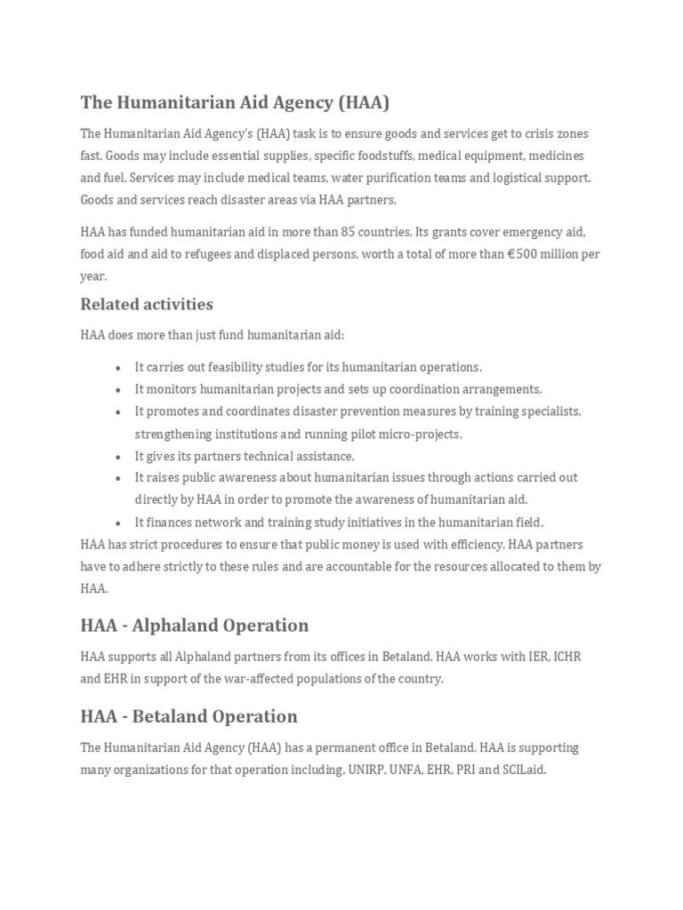 Humanitarian Aid Agency Operations Overview | PDF | Humanitarian Aid ...