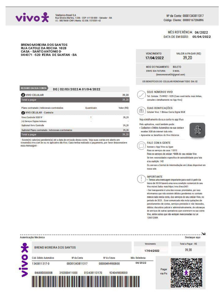 Fatura Vivo | PDF