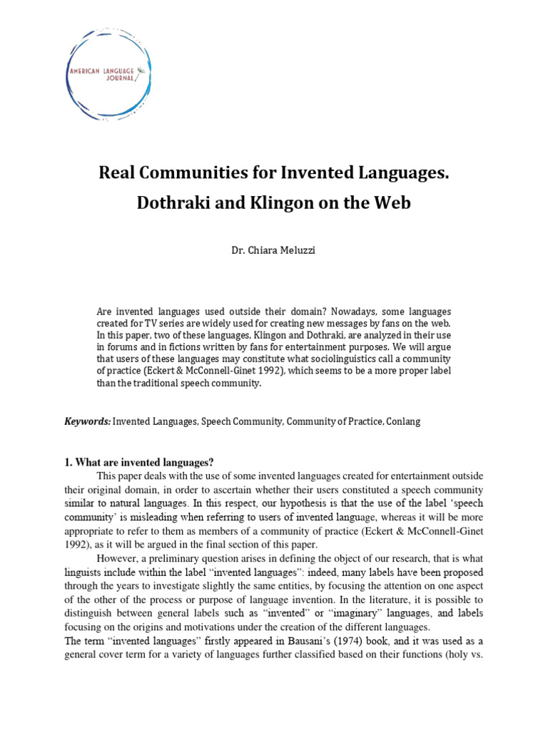 Real Communities For Invented Languages | PDF | Human Communication ...