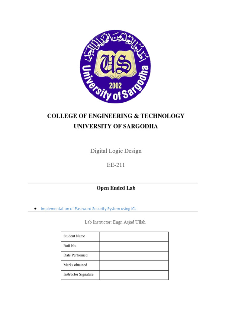 Open Ended Lab DLD EE | PDF | Electronics | Electrical Engineering