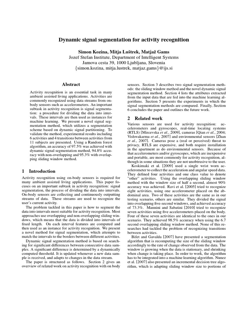 Kozina-Dynamic Signal Segmentation For Activity Recognition-IJCAI-11-STAMI | PDF | Image ...