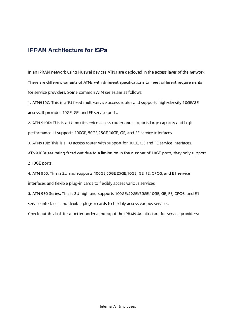 IPRAN Architecture For ISPs | PDF | Networking | Multiprotocol Label ...