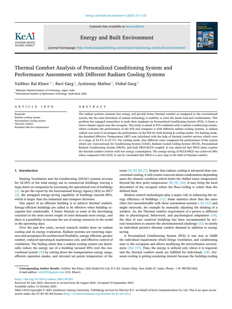 2) Thermal Comfort Analysis of Personalized Conditioning System and ...