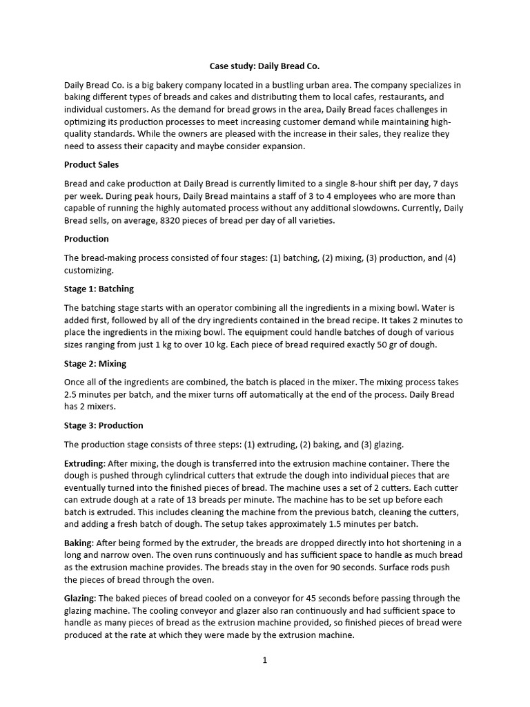 Case 2 - Daily Bread Co | PDF | Extrusion | Breads