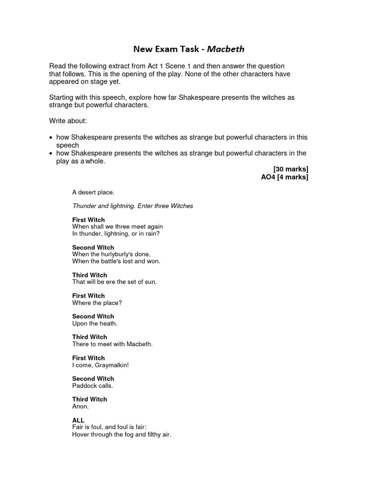 Macbeth Exam Materials | Download Free PDF | Macbeth