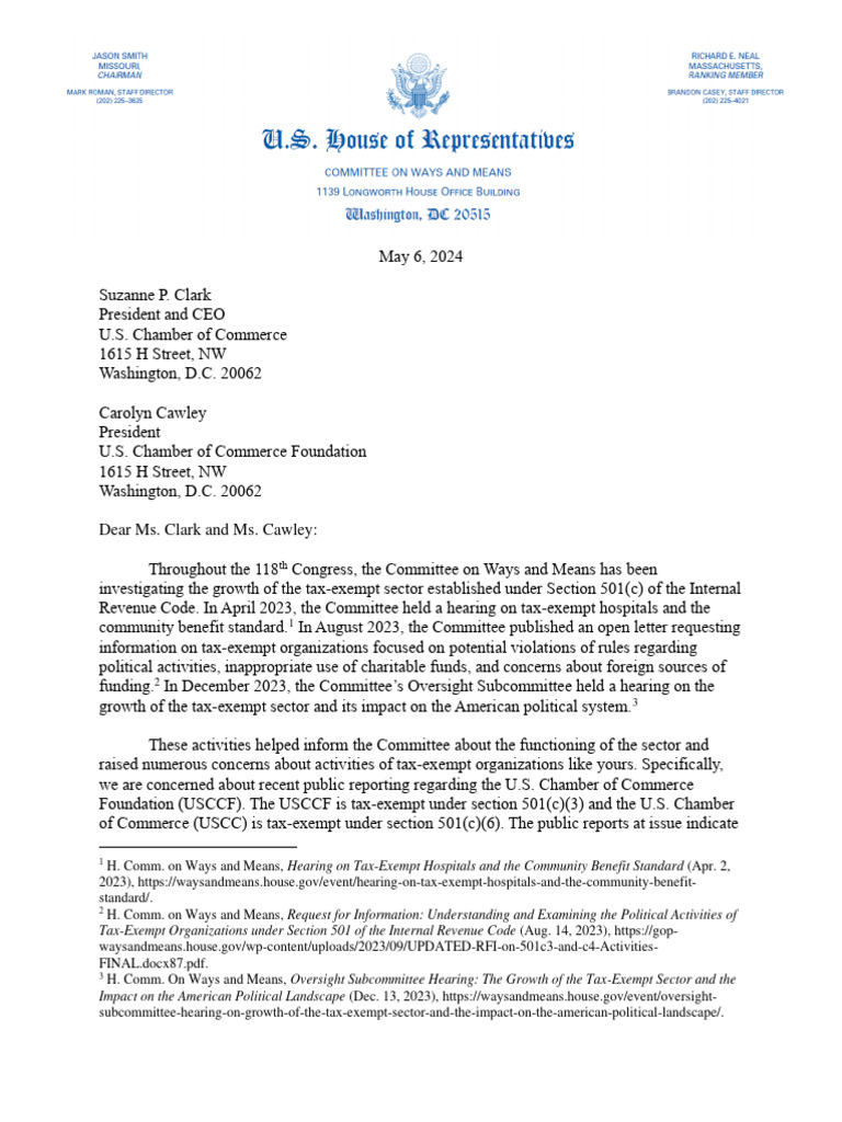 05.06.2024 U.S. Chamber of Commerce Letter v4 | PDF | 501(C ...