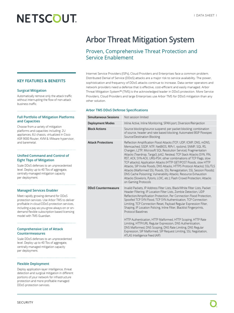 Arbor Threat Mitigation System (1) | PDF | Denial Of Service Attack | Transmission Control Protocol
