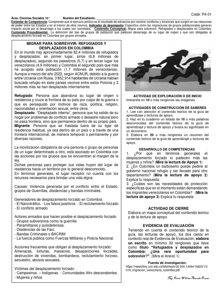 Sociales10oApoyoP-4_2022-guia1 (1) | PDF | Migración humana | Refugiado