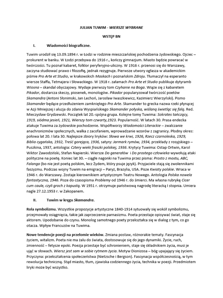 JULIAN TUWIM Wiersze Wybrane BN | PDF