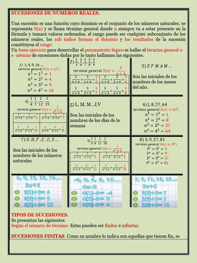 Tipos y Características de Sucesiones | PDF | Secuencia | infinito