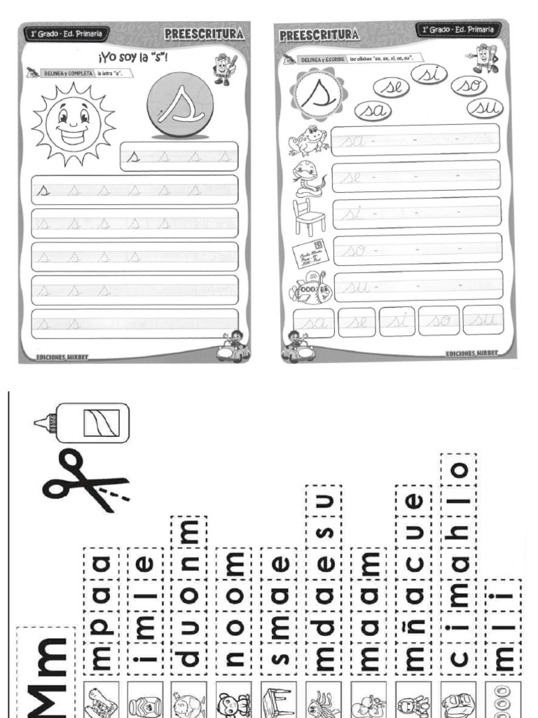 Ficha de Refuerzo - Letra M, P y S | PDF