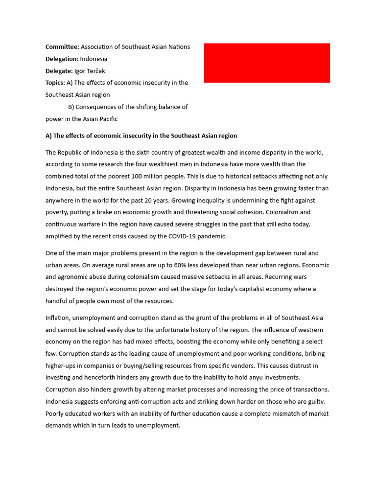 Indonesia ASEAN Position Paper | Download Free PDF | Cost Of Living ...
