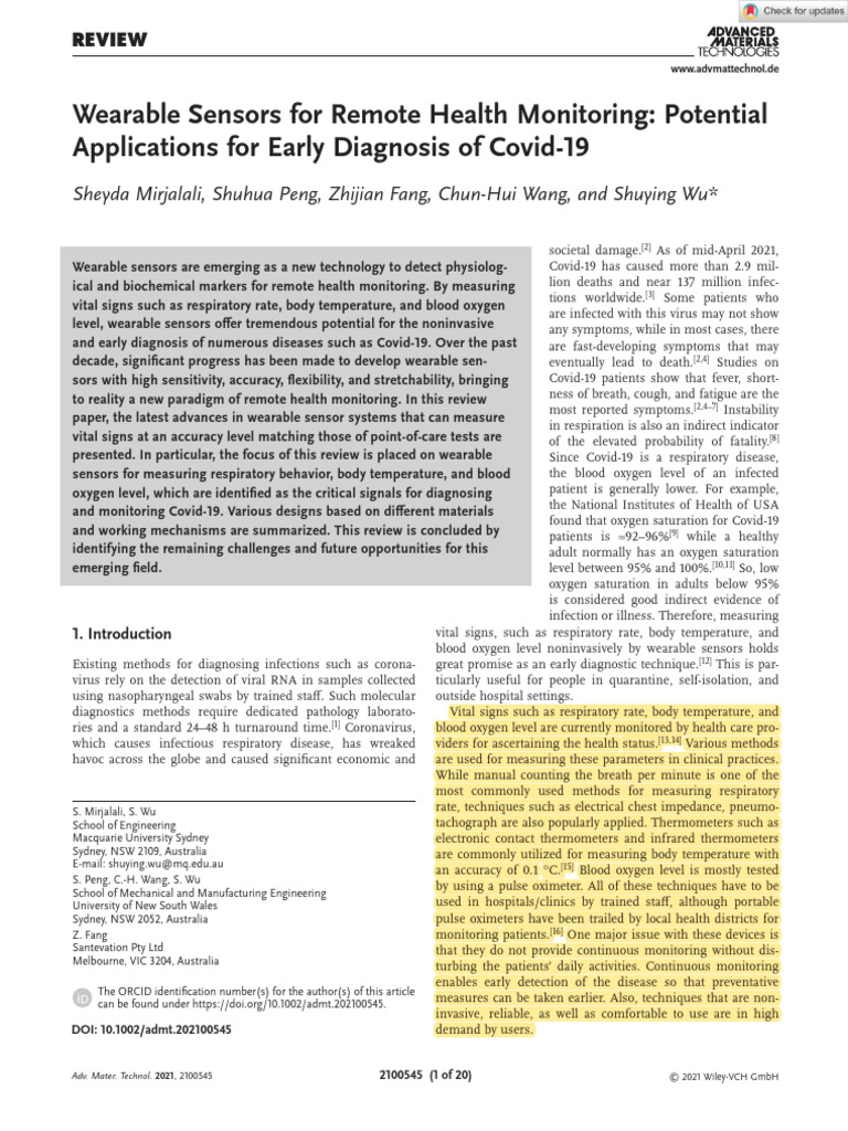 Wearable Sensors for Covid-19 Detection | PDF | Piezoelectricity ...