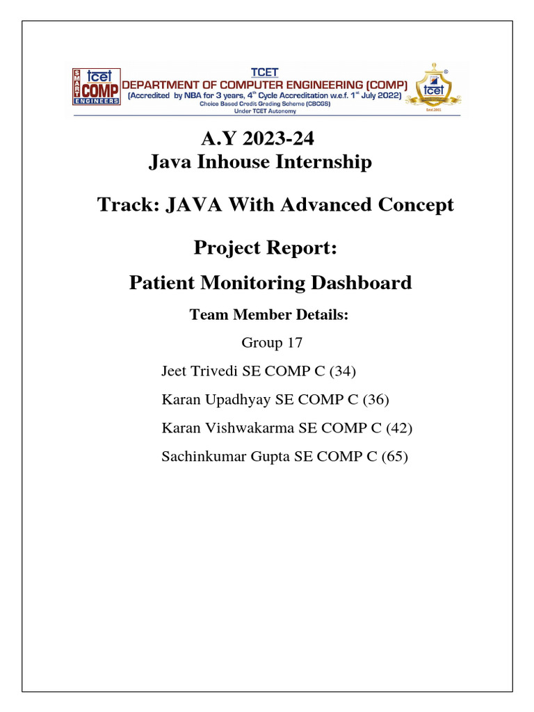 Java Patient Monitoring Dashboard | PDF | Internet Of Things | Databases