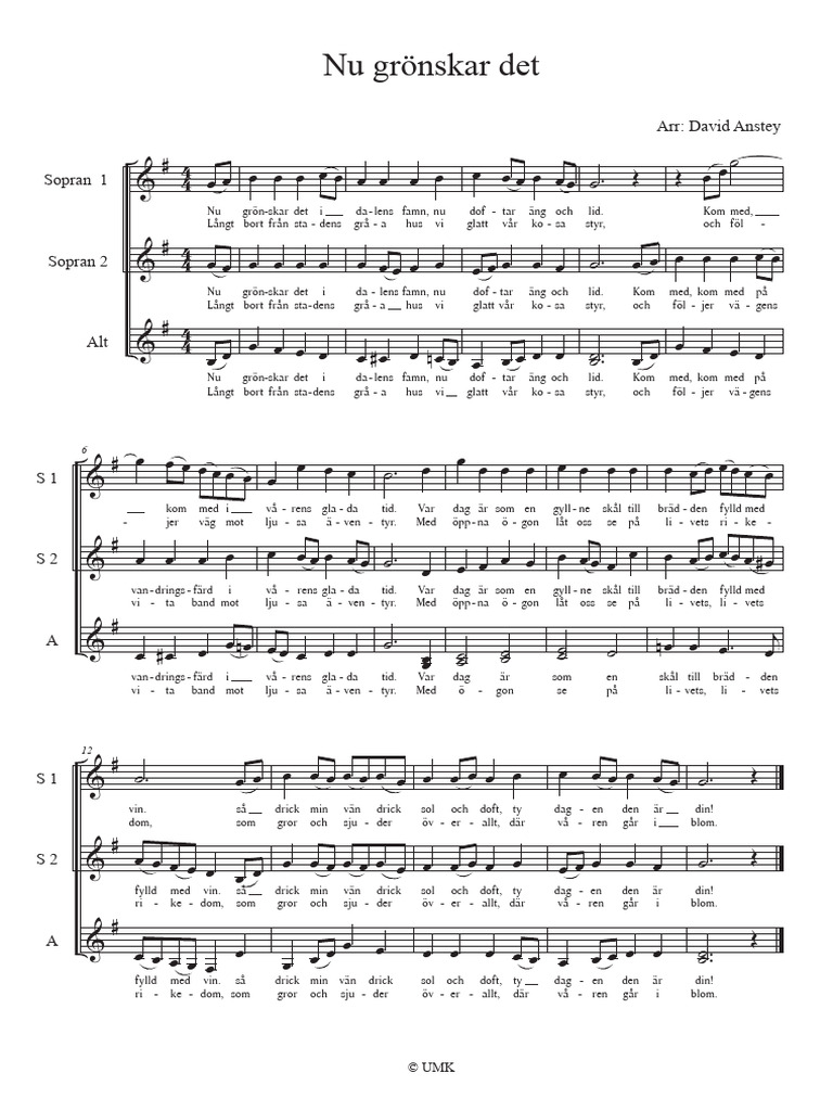 Nu Grönskar Det - Score | PDF