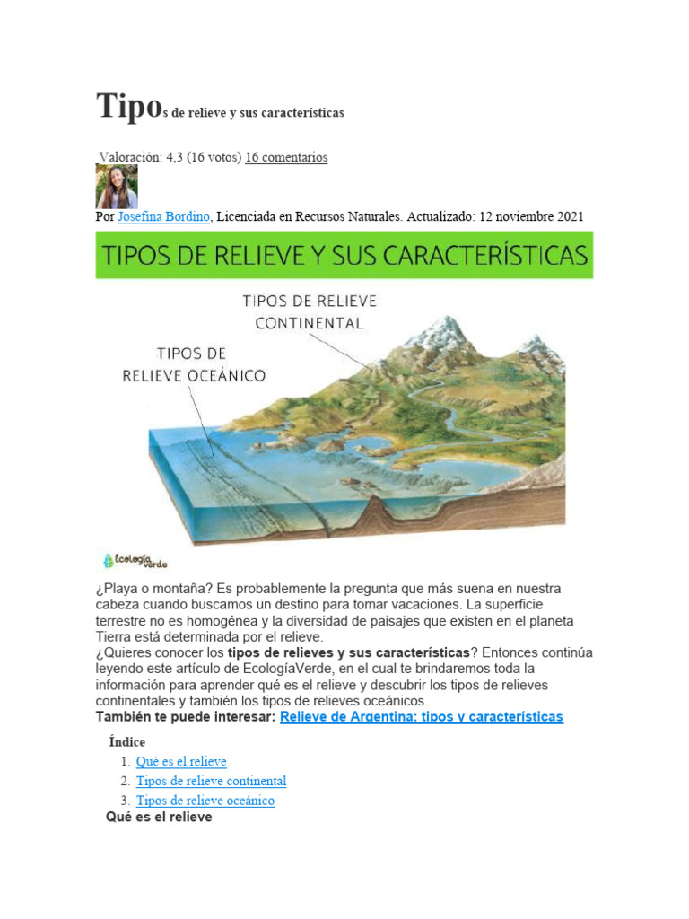 Relieves: Tipos y Características | PDF | Terreno | Montañas