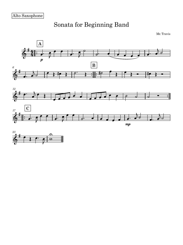 03 - Alto Saxophone - Sonata For Beginning Band | PDF