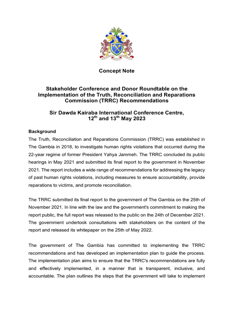 Concept Note on Stakeholder Conference | PDF | Transitional Justice ...