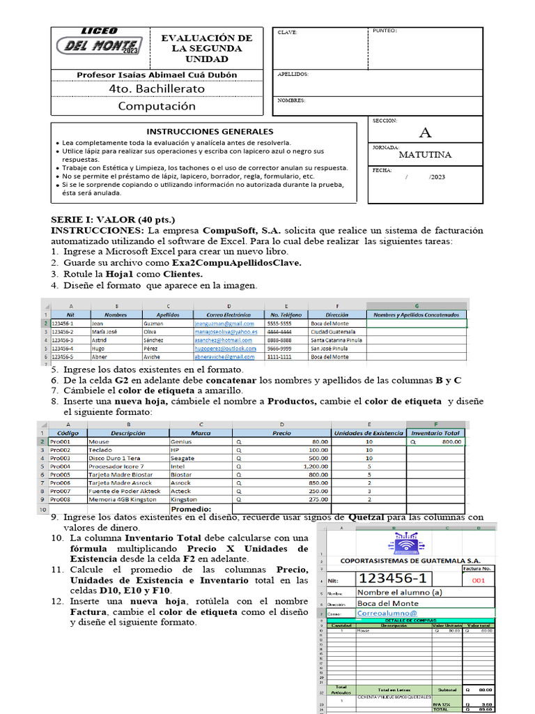 Computación - 4o. Bachillerato - Matutina | PDF | Microsoft Excel | Informática