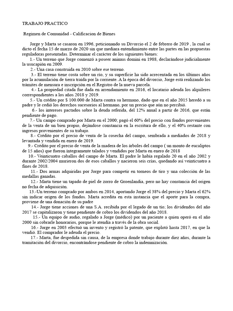 Trab Pract Calificacion de Bienes - Reg. Patrimonial | PDF