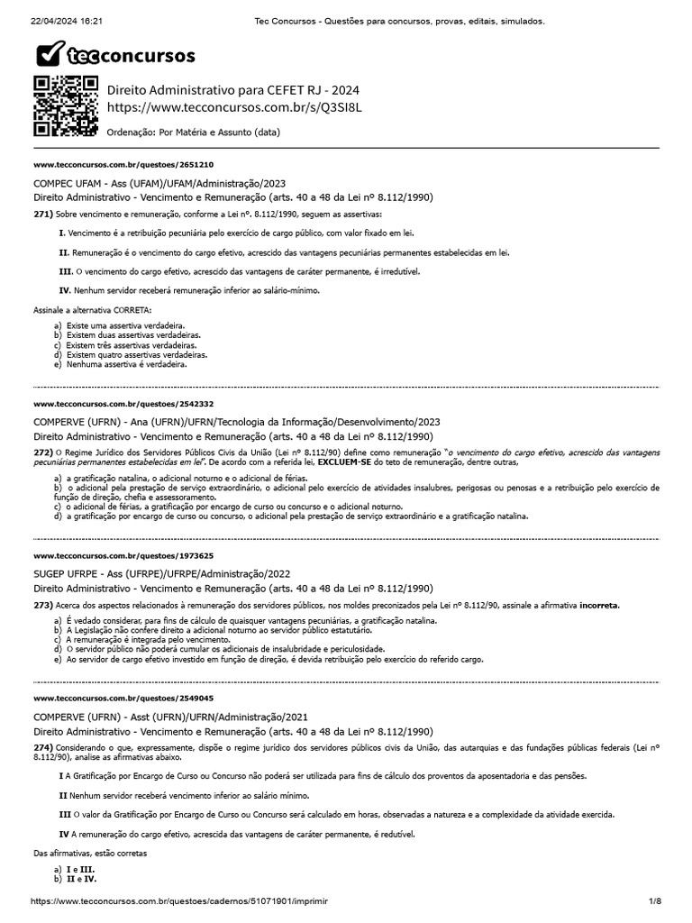 Tec Concursos - Questões ADM6 | PDF | Salário | Business