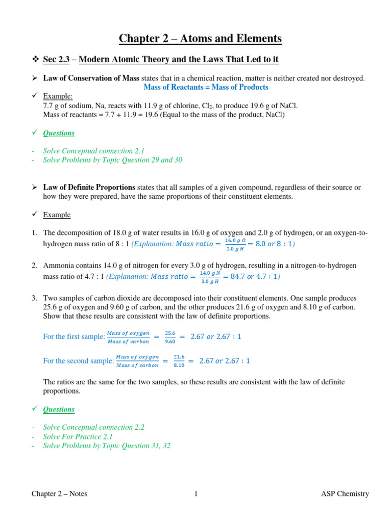 Atomic Theory and Structure Overview | PDF | Mole (Unit) | Proton