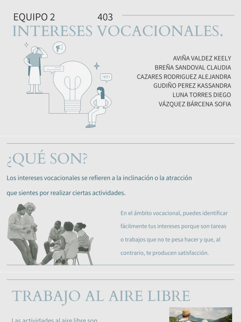 Ejemplos de Intereses Vocacionales | PDF | Ingeniería | Composiciones ...