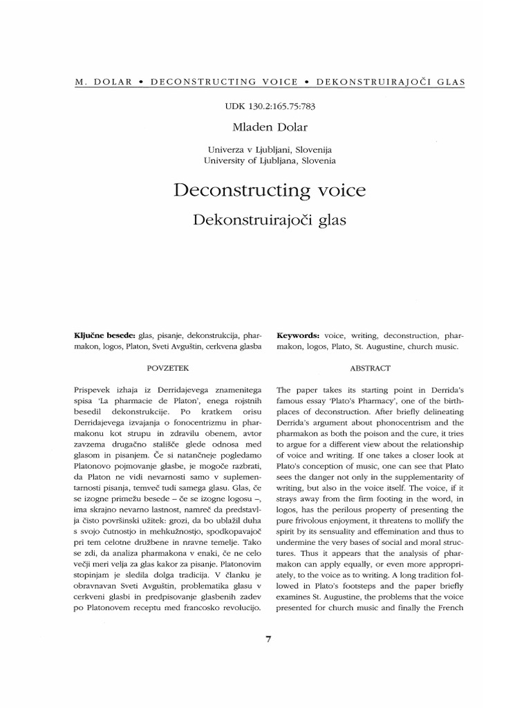 Deconstructing Voice | PDF | Deconstruction | Contemporary Philosophy