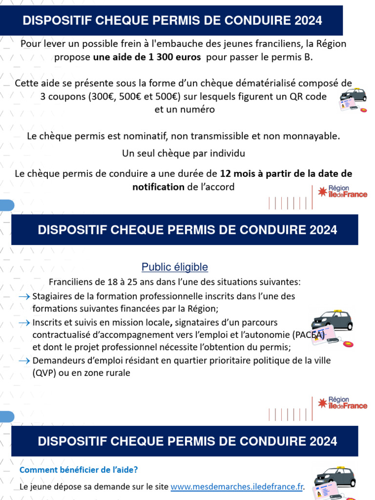 Presentation Cheque Permis 2024-1 | PDF