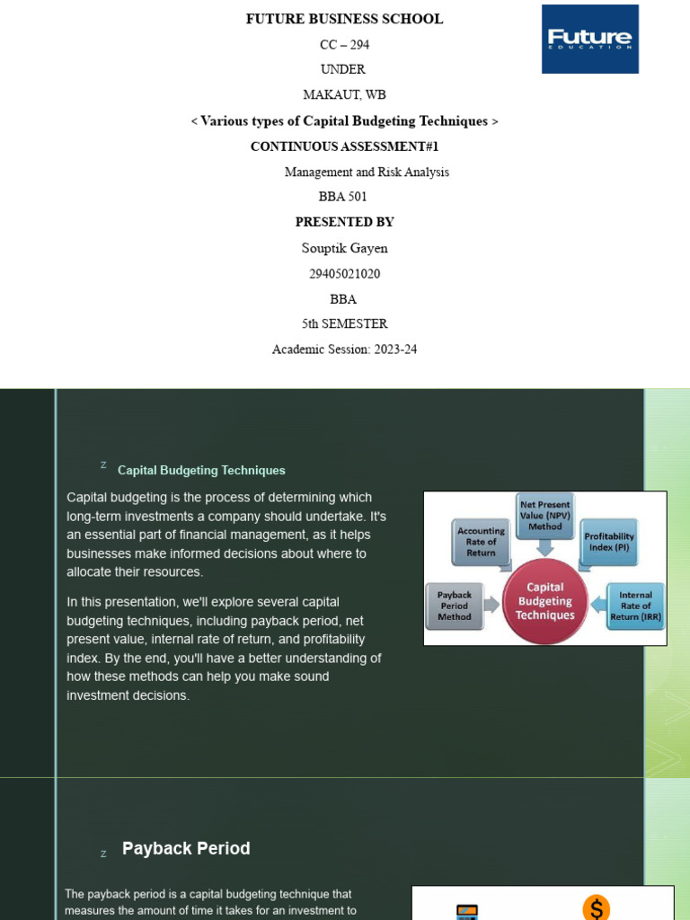Types of Budgeting Techniques | PDF | Net Present Value | Capital Budgeting