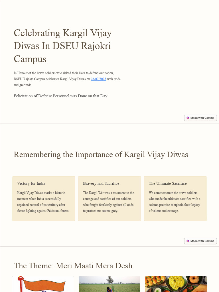 Celebrating Kargil Vijay Diwas in DSEU Rajokri Campus | PDF