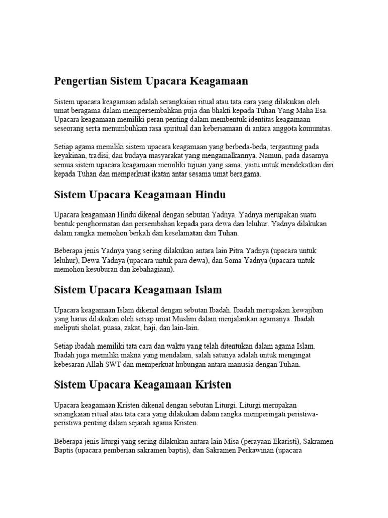 Sistem Upacara Keagamaan Beragam Agama | PDF | Agama & Spiritualitas ...