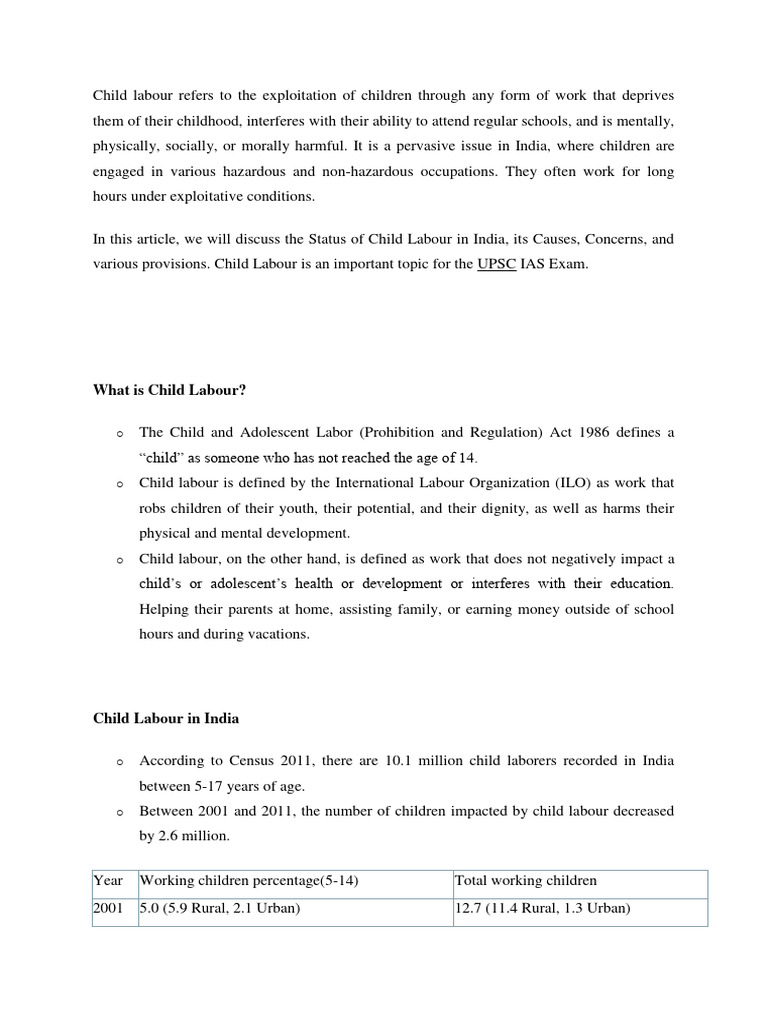 child labour notes | PDF | Child Labour | Labour Economics
