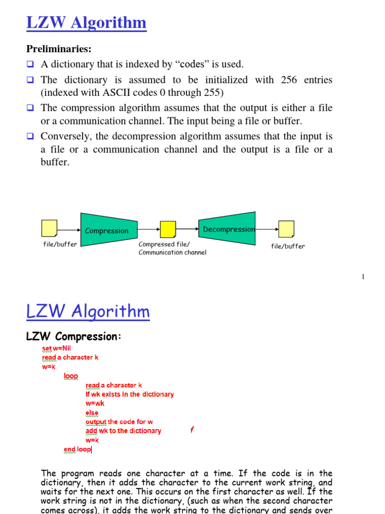 LZW Compression Algorithm Guide | PDF | Data Compression | String (Computer Science)