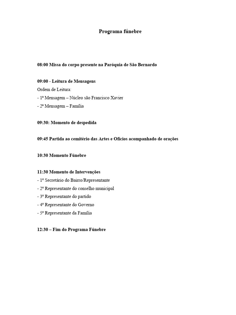 Programa Funebre | PDF