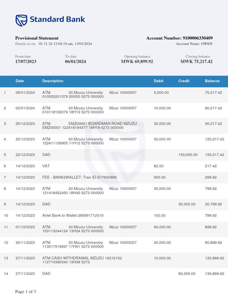 Account Statement | PDF | Automated Teller Machine | Debit Card