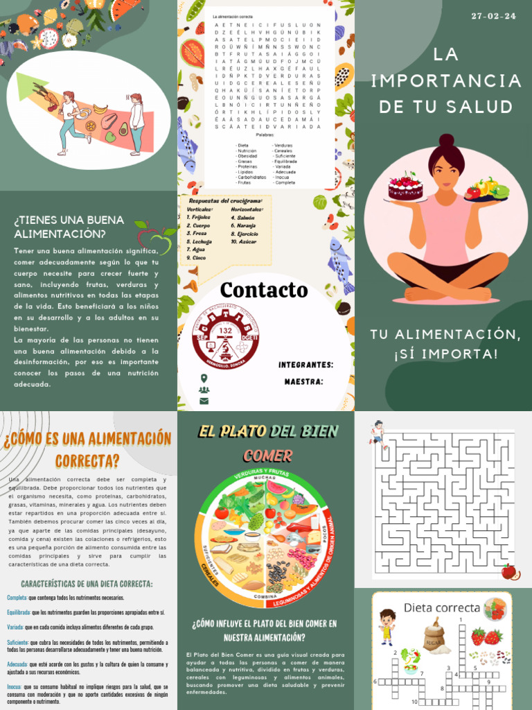 Triptico Sobre La Alimentación Correcta | PDF | Alimentos | Dieta