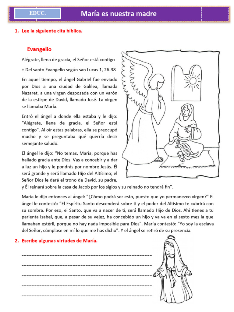 D2 A2 FICHA María Es Nuestra Madre | PDF